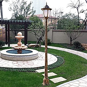 MODEBHD 1.75m European Glass Lantern Outdoor Column Light Tradition Antique Aluminum Waterproof Street Post Light E27 Decoration Garden Floor Lamps Lawn Landscape Bollard Lamp