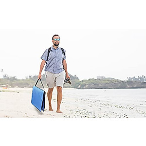 Eternal Living Beach & Lawn Lounge Chair Portable Reclining Lounger with Frame Foldable Mat, Set of 2 Blue