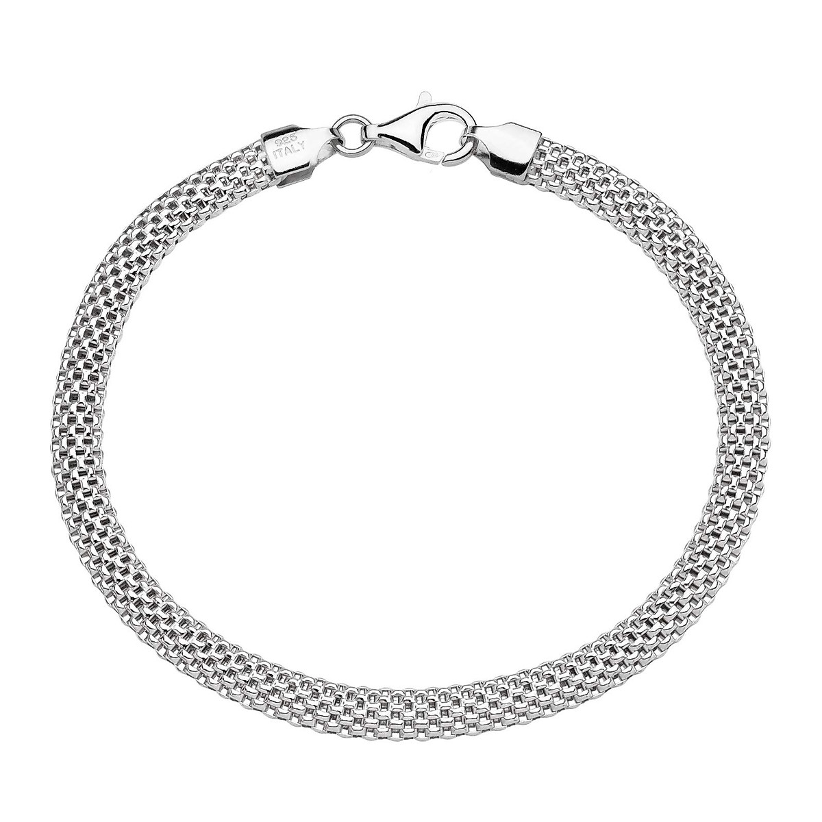 Miabella 925 Sterling Silver Italian 5mm Mesh Link Chain Bracelet for Women, Made in Italy (7 Inches (Small))