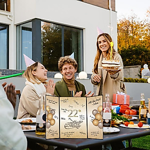 SIHPTO Black Gold Birthday Guest Book,Birthday Party Decorations for Men and Boys,Happy Birthday Signature Guest Book Party Supplies,18x12 Inches Birthday Guest Sign in Book