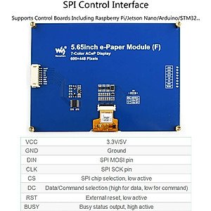 waveshare 5.65inch E-Ink Display HAT 7-Color ACeP E-Paper Display 600x448 Pixels for Raspberry Pi 4B/3B+/3B/2B/Zero/Zero W/Zero WH and Jetson Nano