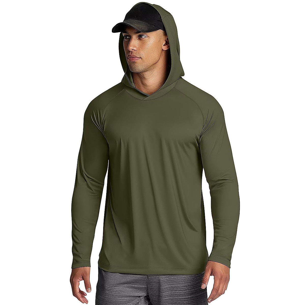 Zengjo Lightweight Hoodie Men Athletic UV Protection(Army Green,M)