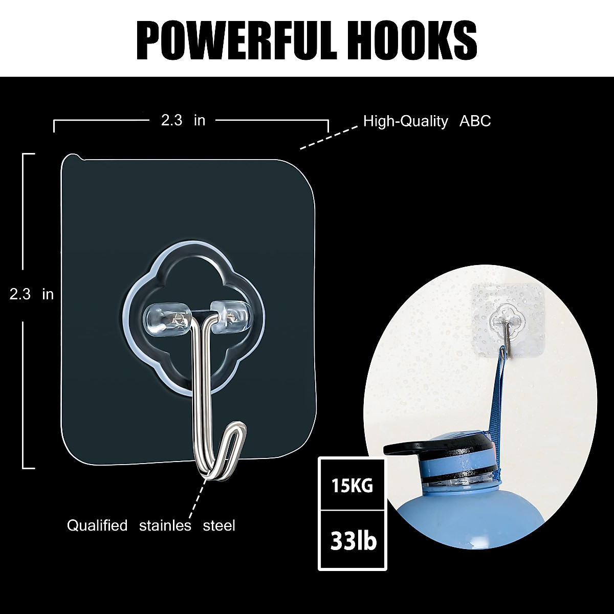 Adhesive Hooks, 32 Pack 33lb(Max) Sticky Hooks, Transparent Reusable Removable Adhesive Hooks for Hanging, Wall Hooks for Hanging Can be Use for Kitchen Bathroom Shower Outdoor Home Improvement