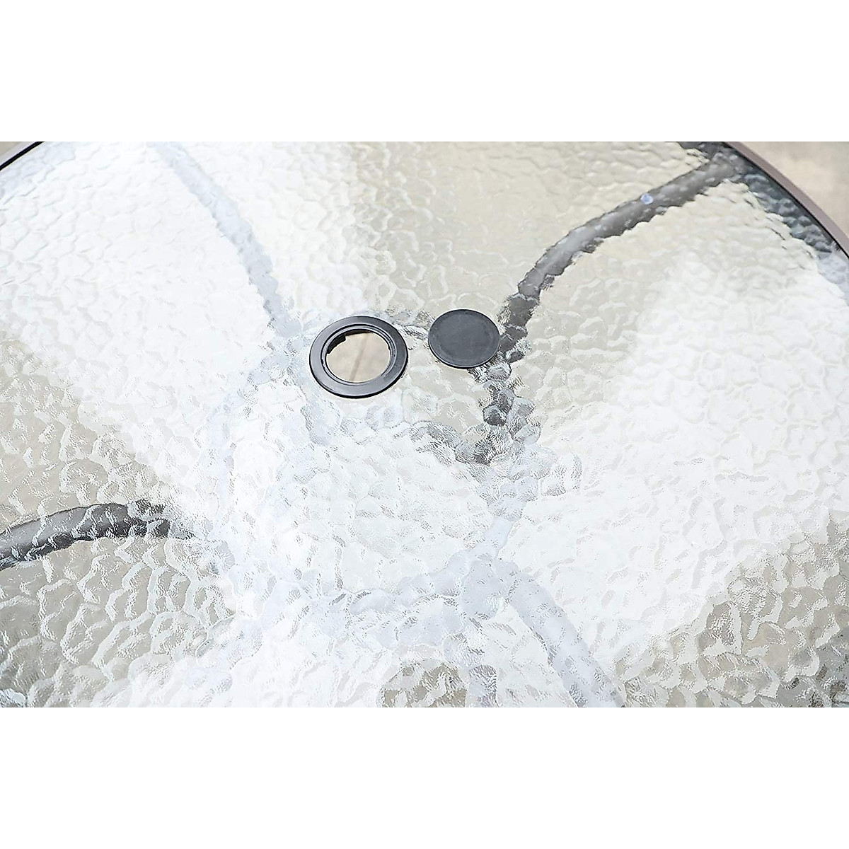 SUQ I OME 2 Sets 2 inch Outdoor Patio Parasol Umbrella Hole Ring Plug and Cap Set, for Parasol Umbrella Table Hole Cover Insert(Black)