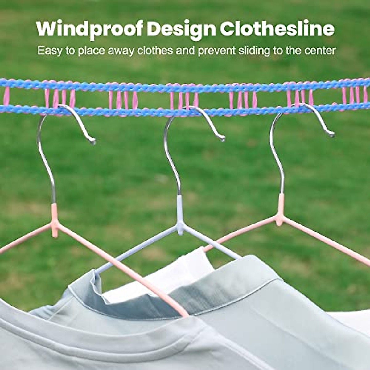HISAFA 3-Pack Windproof Clothesline with Hooks – 2023 Upgrade Thicker and Stronger, PE Material, 16ft – Ideal for Indoor/Outdoor Use & Travel