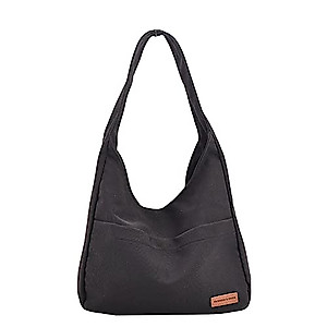 Sanxiner Large Capacity Tote Shoulder Bag,Lightweight Hobo Handbag,Work Tote Bag For Women (1-Black)