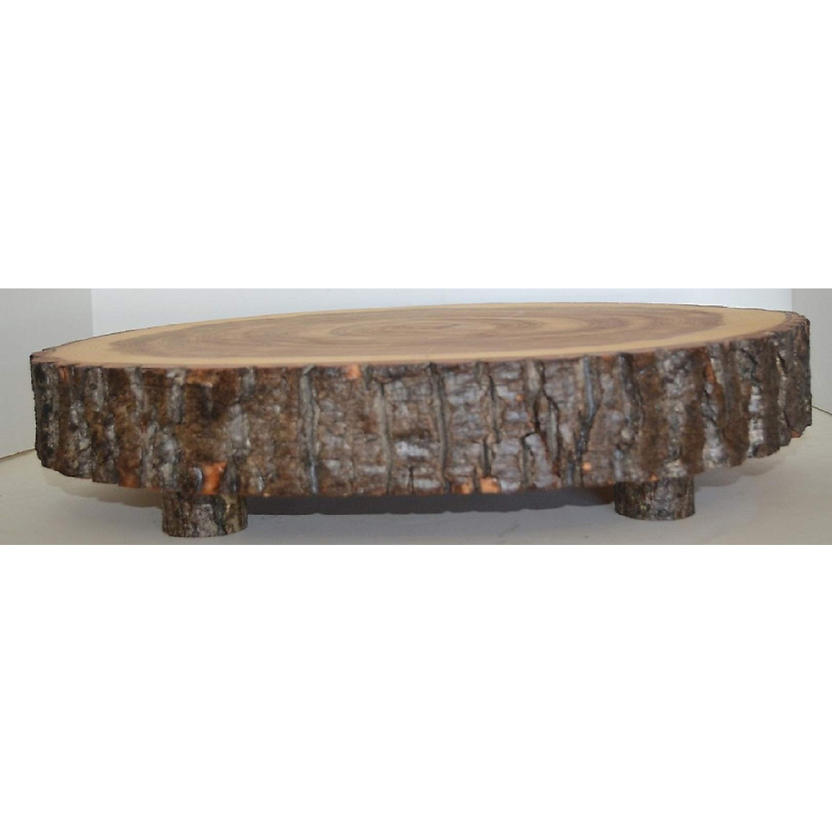 Log Slice Slab for Cake Stand, Cutting Board, Food Serving or Center Piece With Bark