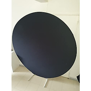 DASHAN Pure Black 7.2x7.2ft Polyester Round Backdrop Black Theme Photography Background Adult Men Boy Anniversary Party Birthday Party Banquet Activities Decoration Photo Booth Props Banner Supplies