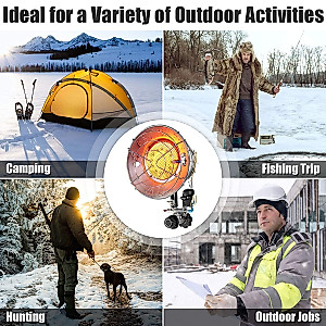 ReunionG Portable Propane Tank Top Heater, Automatic Shut-off Valve and Tip-over Switch, 15,000 BTU Outdoor Infrared Propane Gas Heater for Camping Fishing (Propane Cylinder not Included, 2.5 lbs)