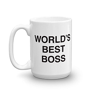 NBC The Office World's Best Boss Dunder Mifflin Ceramic Mug, White 15 oz - Official Michael Scott Mug As Seen On The Office
