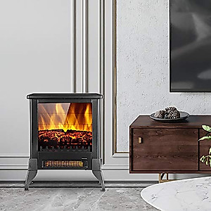 14 inch 1400w Freestanding Fireplace Fake Wood/Single Color/Heating Wire/One Rocker Flame Switch Button/One Rocker Heating Switch Button/One with Ntc Temperature Control Knob