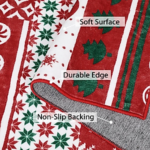 RUGSREAL Washable Christmas Area Rug Christmas Patchwork Area Rugs Carpet Holiday Decorative Carpet Rug Velvet Foldable Coffee Table Accent Rug Farmhouse Dining Table Rug Bedroom Decor, 4' x 6'