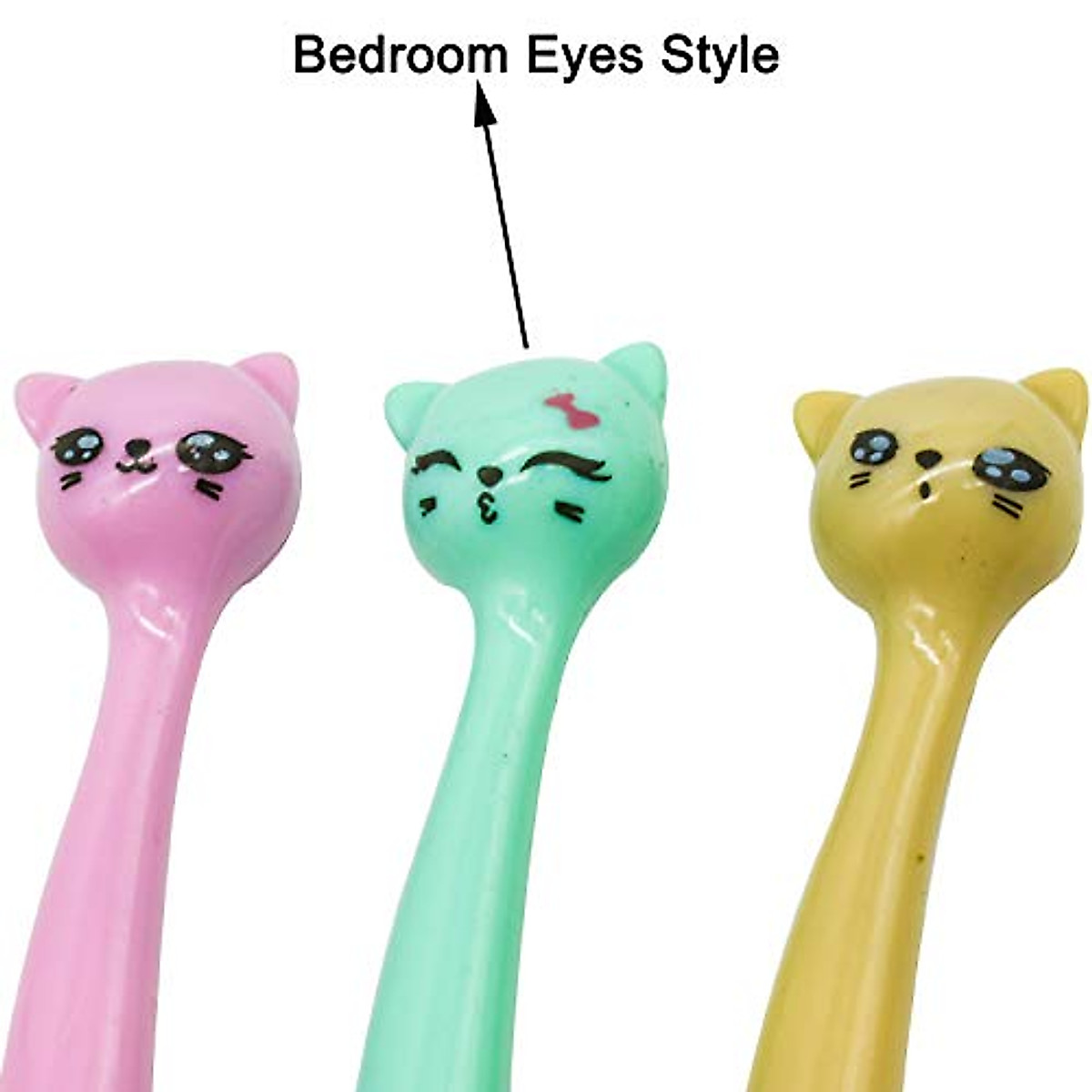 Maydahui 12PCS Elegant Cat Shape Rollerball Pens Cute Kawaii Animal Pen Japanese Kitty Black Gel Ink Slender Penholder Bedroom Eyes Style for Girls School Office