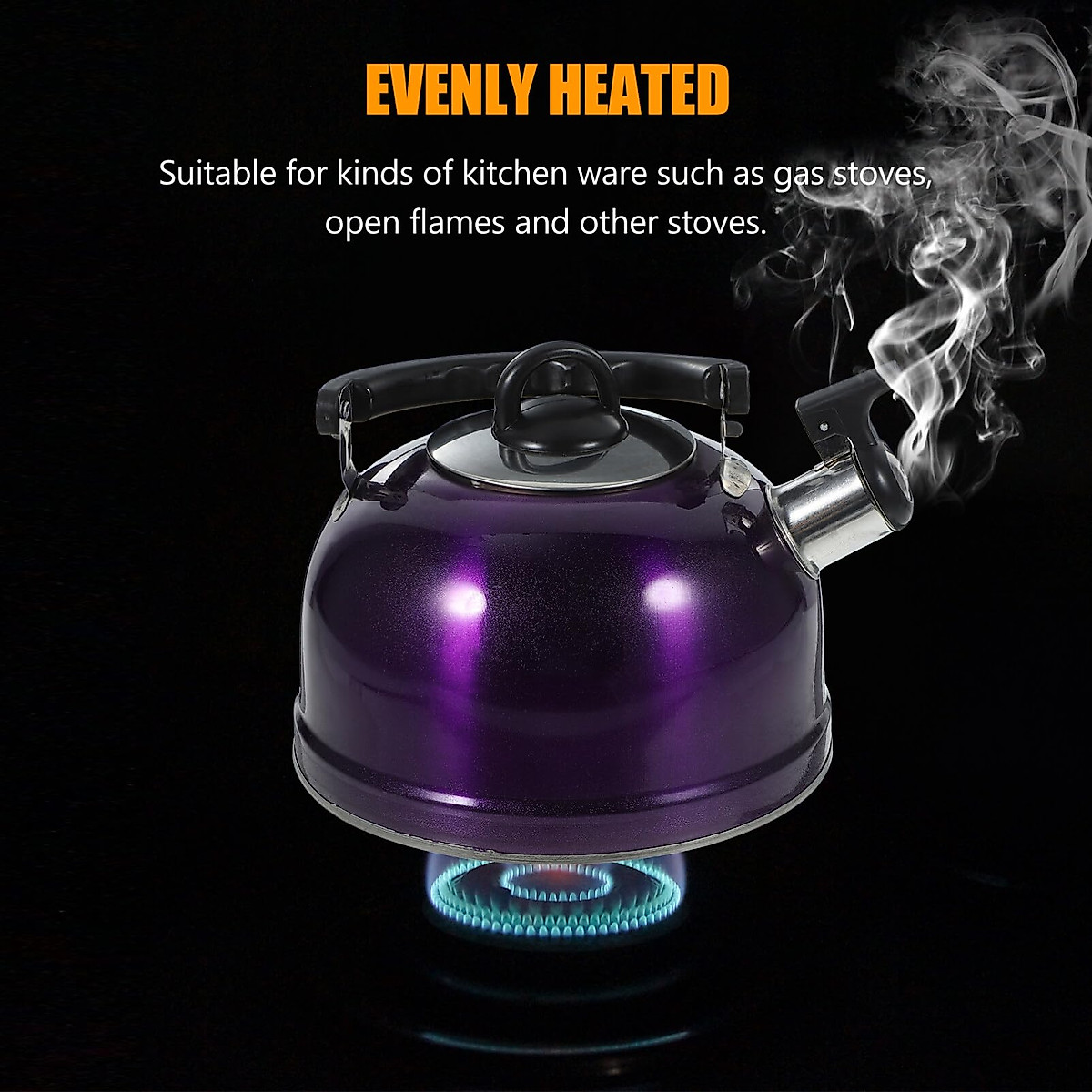 Luxshiny Stainless Steel Spherical Kettle Kettle Large Capacity Flat Bottom Kettle Chime Kettle Electric Water Heater Pink Tea Kettle Camping Kettle Whistling Pot Purple Coffee Boiler