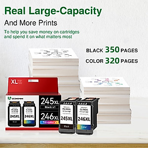 Economink 245XL and 246XL Ink Cartridge Replacement for Canon PG-245XL CL-246XL PG-243 CL-244, 245 246 Combo Pack for Pixma MX492 MX490 MG3022 MG2522 TS3320 TR4520 TR4522 MG2922 MG2920 TS202 Printer