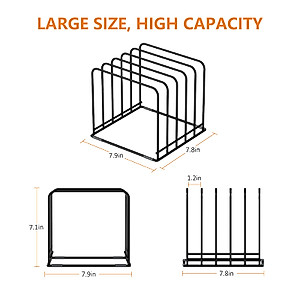 KORRTFID Kitchen Cabinet Organizer, Steel Cookware Holder, Divided Holder with 5 Slots for Skillets Baking Tray and Chopping Board Rack - Baking Pan Holder Storage (1 PC)