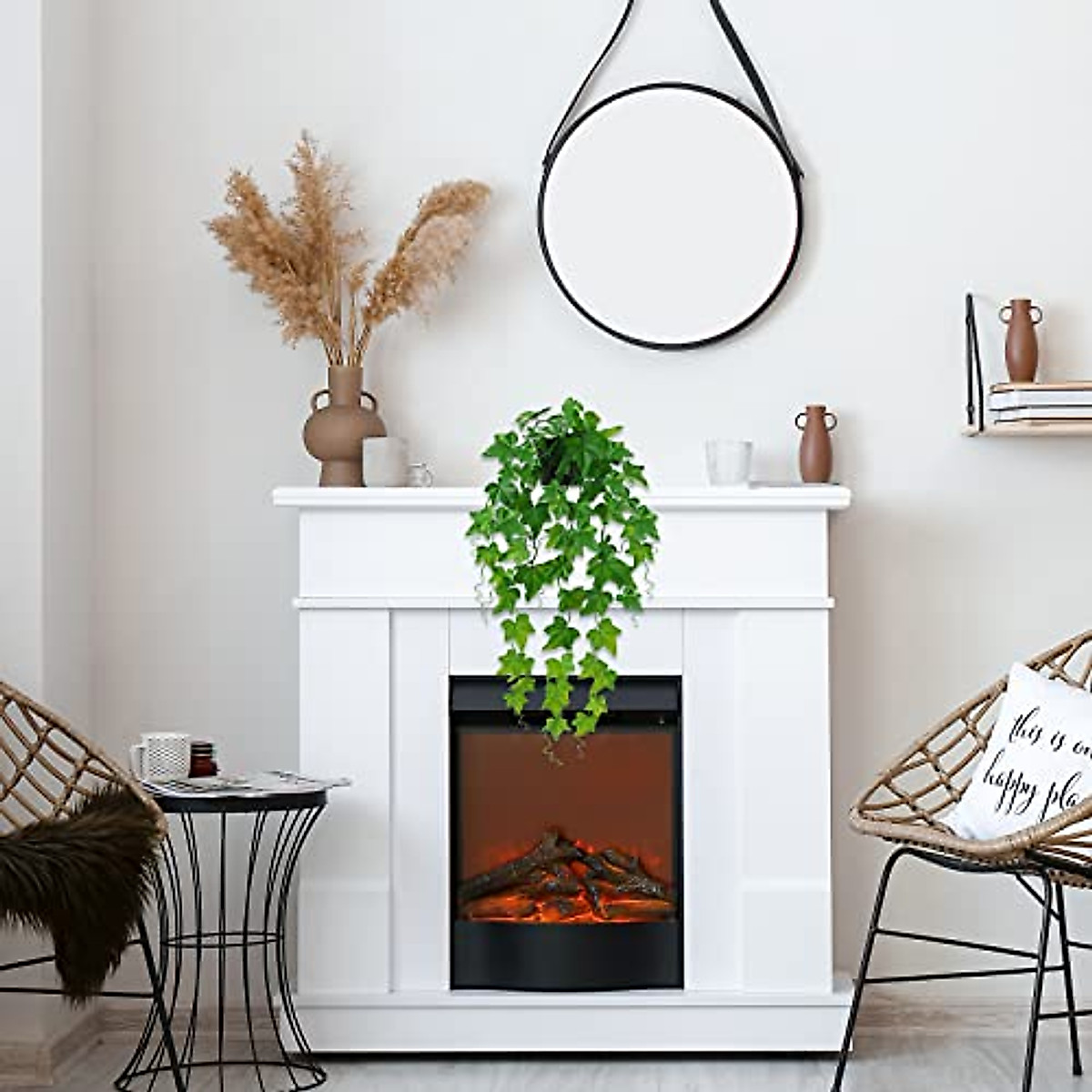 CEWOR 3 Pack Fake Hanging Plants Artificial Potted Plants Small Faux Hanging Vines in Pots for Indoor Outdoor Office Room Decor(Green)