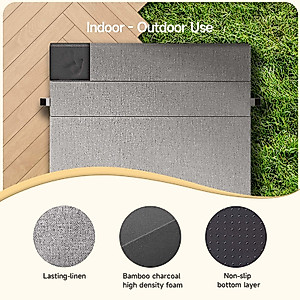 ONBRILL Folding Mattress Twin, 4 Inch Firm Portable Mattress for Pressure Relief, Foldable Sofa Bed Topper with Storage Bag, Indoor/Outdoor Use, Washable Linen Cover & Handle Design, Gray