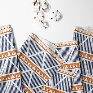 Bacati - 2 Pack Tribal/Aztec/Triangles Silky Soft Breathable 100% Cotton Muslin Baby Crib Fitted Sheets - Fits Standard 28 x 52 x 5 Crib & Toddler Mattresses (Orange/Navy Large Triangles)