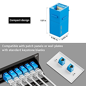 iwillink RJ45 Cat6 Keystone Coupler 5-Pack, Female to Female Cat6 Keystone Jack, UTP Keystone Coupler Insert, Blue
