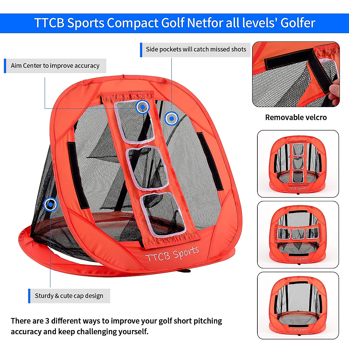 Pop Up Golf Chipping Net, Chipping Net Golf Target Removable, 1 Golf Net with 2 Hitting Mats and 16 Training Balls, Indoor/Outdoor Golf Training Equipment, Golf Gifts for Men And Womens