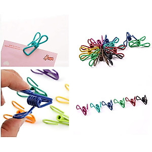 Chip Clips, 20 Pcs 2 Inch 10 Different Random Colors Utility Metal Clips PVC-Coated High Elasticity Good Persistence for Clothespins Paper Clips Food Clips Bag Clips Clothes Pins (Mixed Colors 20pcs)