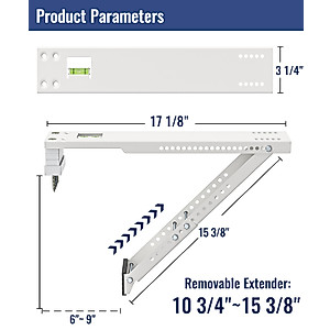 LuckIn AC Window Air Conditioner Support Bracket, Universal for 12,000-24,000 BTU AC Units, Up to 165 lbs, Heavy Duty AC Mounting Bracket, Adjustable Extender Leg & Built-in Bubble Spirit Level
