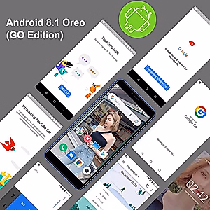 KXD Android Phone Unlocked 6A Cell Phones Unlock Dual SIM - 3G Smartphones Full-Screen - 1+8GB/ 64GB Extension - Face ID - 8MP+5MP Camera - Red