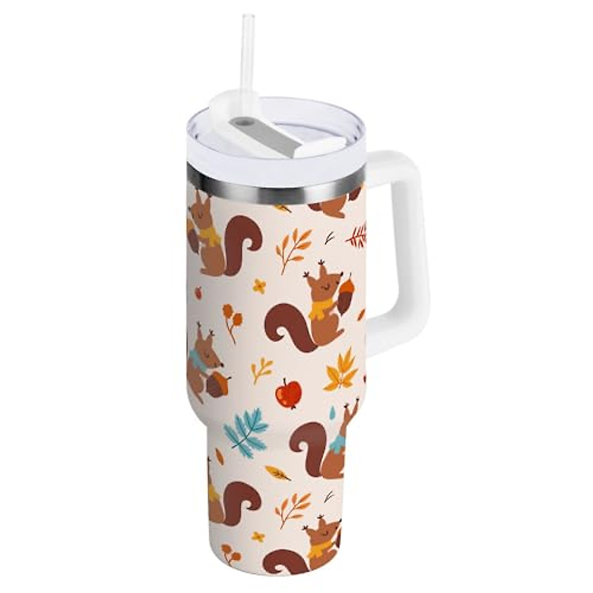 ARGTILDN 30 oz Tumbler Squirrels Hazelnut Nut Insulated Travel Mug with Handle and Straw Lid Stainless Steel Vacuum Coffee Cup Tea Beverage Container Water Bottles for Car Sports office