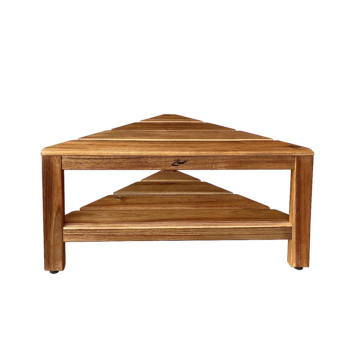 Zen 28" Acacia Shower Stool, Shower Bench, Corner Bench, Shower Foot Rest, Corner Shower Bench with Shelf, Shower Seats and Benches, Corner Shower Stool for Inside Shower, Corner Shower Stool