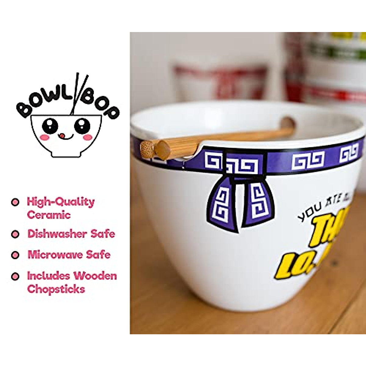 Bowl Bop Lo Mein Japanese Dinnerware Set | 16-Ounce Ramen Bowl, Chopsticks