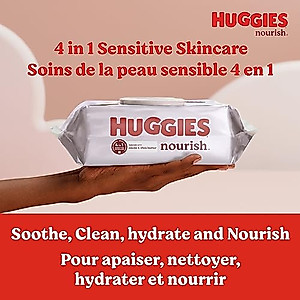 Huggies Nourish Scented Baby Wipes, 10 Push Button Packs (560 Wipes Total)