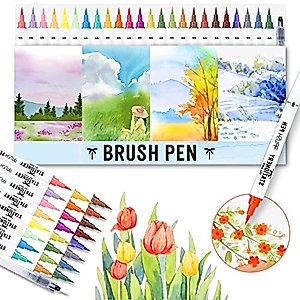 Watercolor Brush Pen for Lettering Set of 24 Water Color Caligraphy Markers Pen for Writting Art Marks Set for ullet Journalling Drawing Scrapbooking