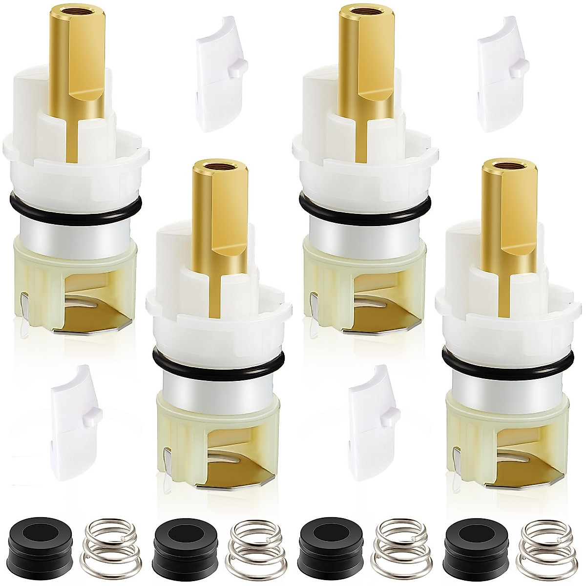 4 Pieces RP25513 Faucet Stem Replacement for Faucet Repair Kit with RP4993 Seat and Spring, 8 Cartridge for Kitchen Faucet Repair Kit