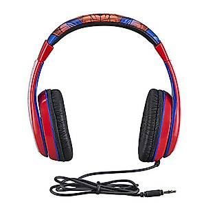 Spider Man Kids Headphones, Adjustable Headband, Stereo Sound, 3.5Mm Jack, Wired Headphones for Kids, Tangle-Free, Volume Control, Foldable, Childrens Headphones Over Ear for School Home, Travel