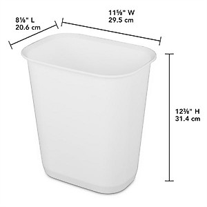 Sterilite 3 Gallon Rectangular Wastebasket with Sloped Rim and Textured Surface for Laundry Area, Bedroom, Office, Kitchen, and Home Use, (8 Pack)