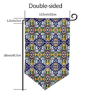 Mexican Talavera Tile Pattern Premium Garden Flags - Garden Decoration Flags/Yard Decoration Flags/Outdoor Garden Flags/Two Shapes Available