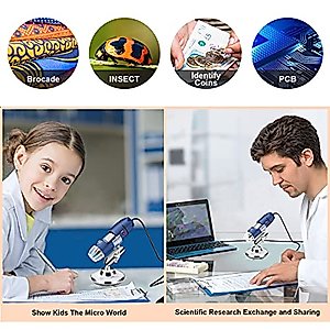 Jiusion 2K HD 2560x1440P USB Digital Microscope for Android Cellphone and Tablet Windows Mac Linux, 40X to 1000X Magnification Endoscope Handheld Mini Magnifier Camera for Coin Facial Skin Scalp