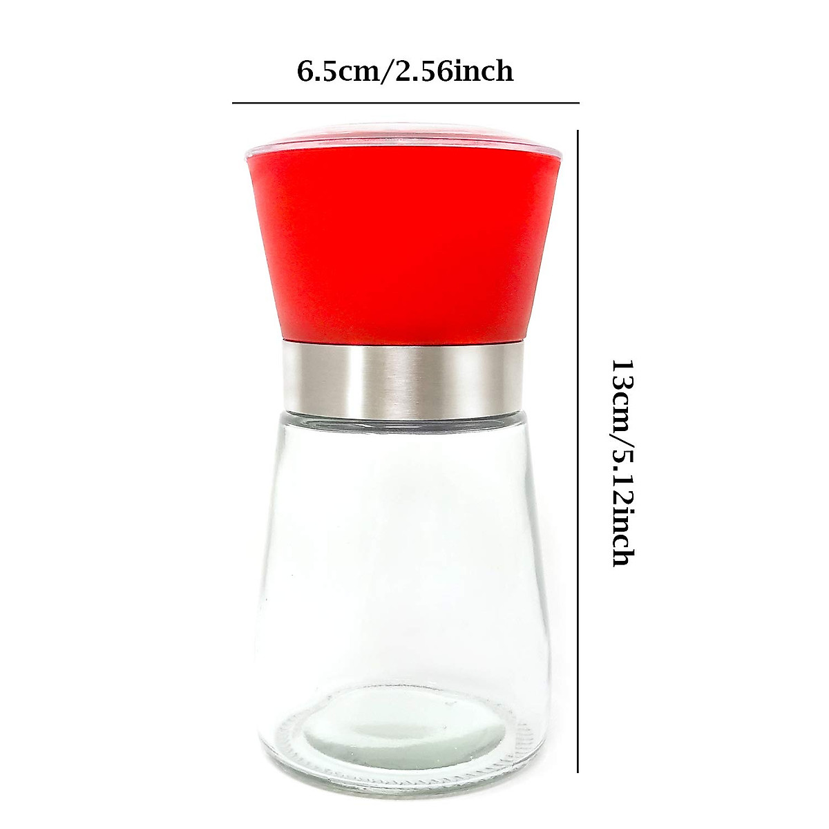 Honbay 1PCS Premium Red Home High Grips Manual Salt or Pepper Grinder Mill Shakers Grinder Jar for Kitchen