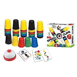 LANDOR Quick Cups, Quick Cups Games for Kids,Classic Stacking Cup Game for Kids Flying Stack Cup Parent-Child Interactive Game with 24 Picture Cards, 30 Cups