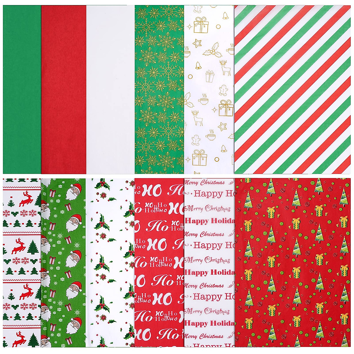 Blisstime Christmas Tissue Paper, 180 Sheets 19.7" x 19.7" Xmas Wrapping Paper in 12 Different Designs Christmas Series Tissue Paper Bulk for Gift Wrapping Wine Bottles DIY Crafts Decor