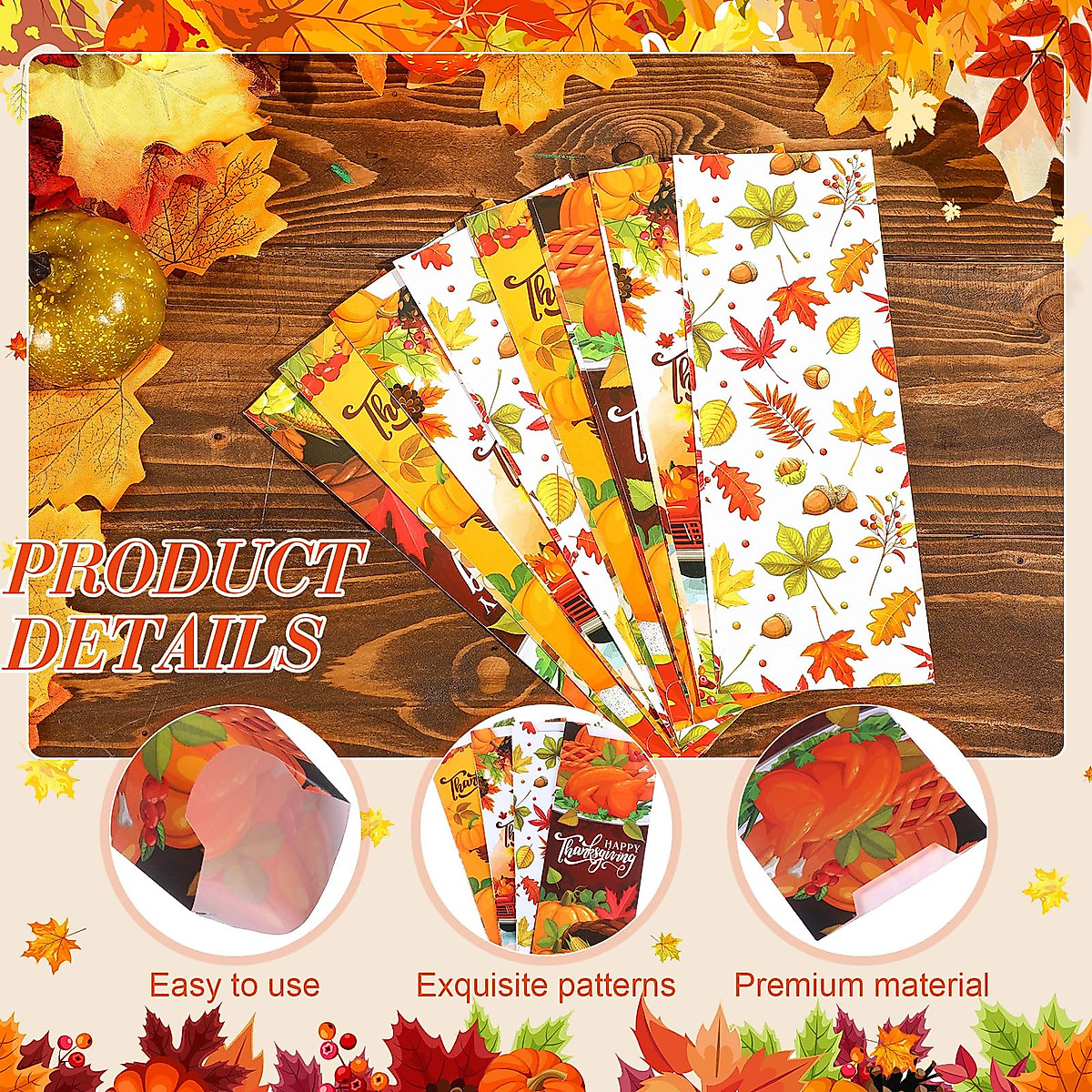 Containlol 100 Pack Fall Thanksgiving Silverware Bags Disposable Thankful Kraft Paper Cutlery Bags Autumn Utensil Holders Rustic Kitchen Decor Table Decorations for Harvest Party Supplies