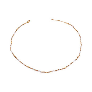 18K Gold Chain Pearl Necklace for Women,Real Gold Freshwater Cultured Pearl Choker Necklace,Jewelry Gifts for Her, Wife, Mom, Girlfriend (Yellow Gold, 18K Gold)