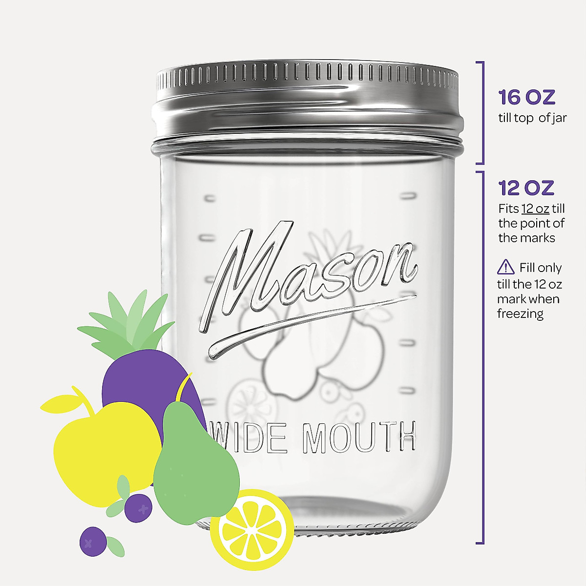 SEWANTA Wide Mouth Mason Jars 16 oz [5 Pack] With mason jar lids and Bands, mason jars 16 oz - For Canning, Fermenting, Pickling - Jar Décor - Microwave/Freeze/Dishwasher Safe Jar Opener