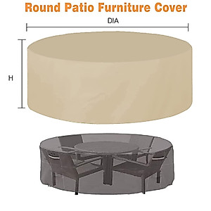 Patio Table Cover for Garden Round - Beige, 31x30inch, Waterproof, Rain, Snow, dust, Wind and UV Protection, 420D Oxford, Patio Furniture Covers, Round-The-Clock Protection, for Outdoor Furniture