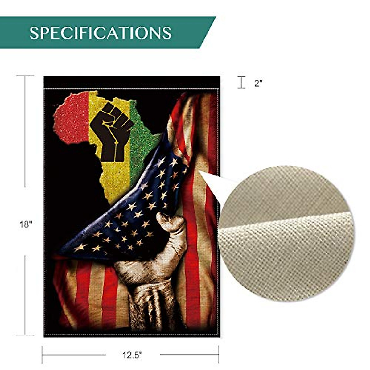 AVOIN Black Pride African American US Flag Garden Flag Vertical Double Sized, Juneteenth Independence Day Freedom Yard Outdoor Decoration 12.5 x 18 Inch