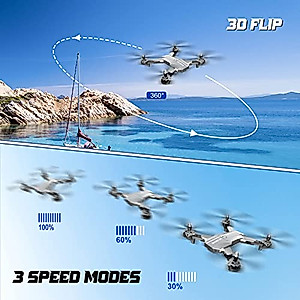 Drone with 4K Camera for Adults,Foldable RC Quadcopter, Helicopter Toys, Video Drone for Beginners, Dual Camera Drone, 2 Batteries and Carrying Case,One Key Start, Altitude Hold,Headless Mode,3D Flips Silver