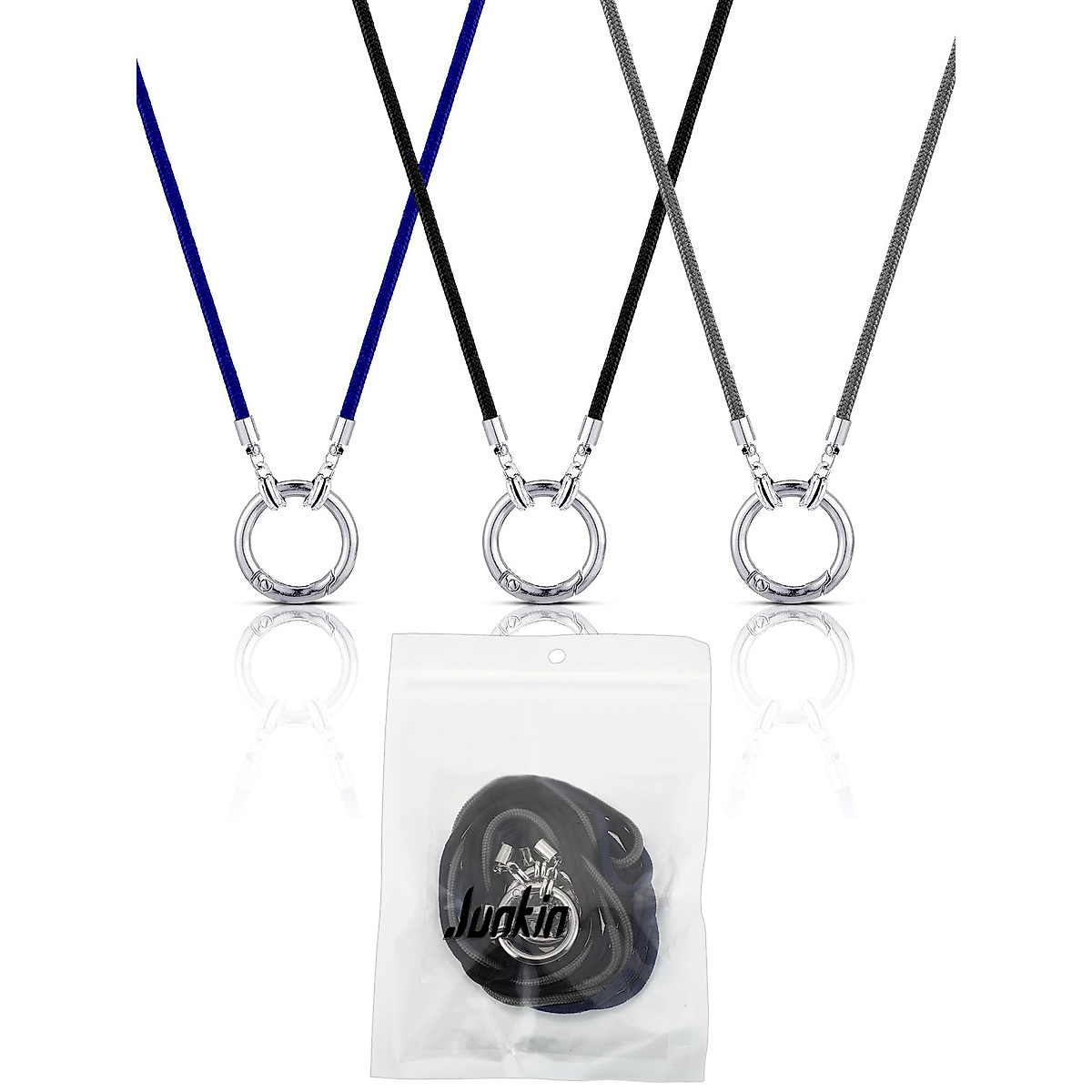 Junkin 3 Pcs Eyeglass Holder Necklace Ring for Women Glasses Holder Strap Chain Eye Glass Holder Necklace Stainless Steel Eyeglass Loop Holder Reading Glasses Holder Sunglasses Necklace for Women Men