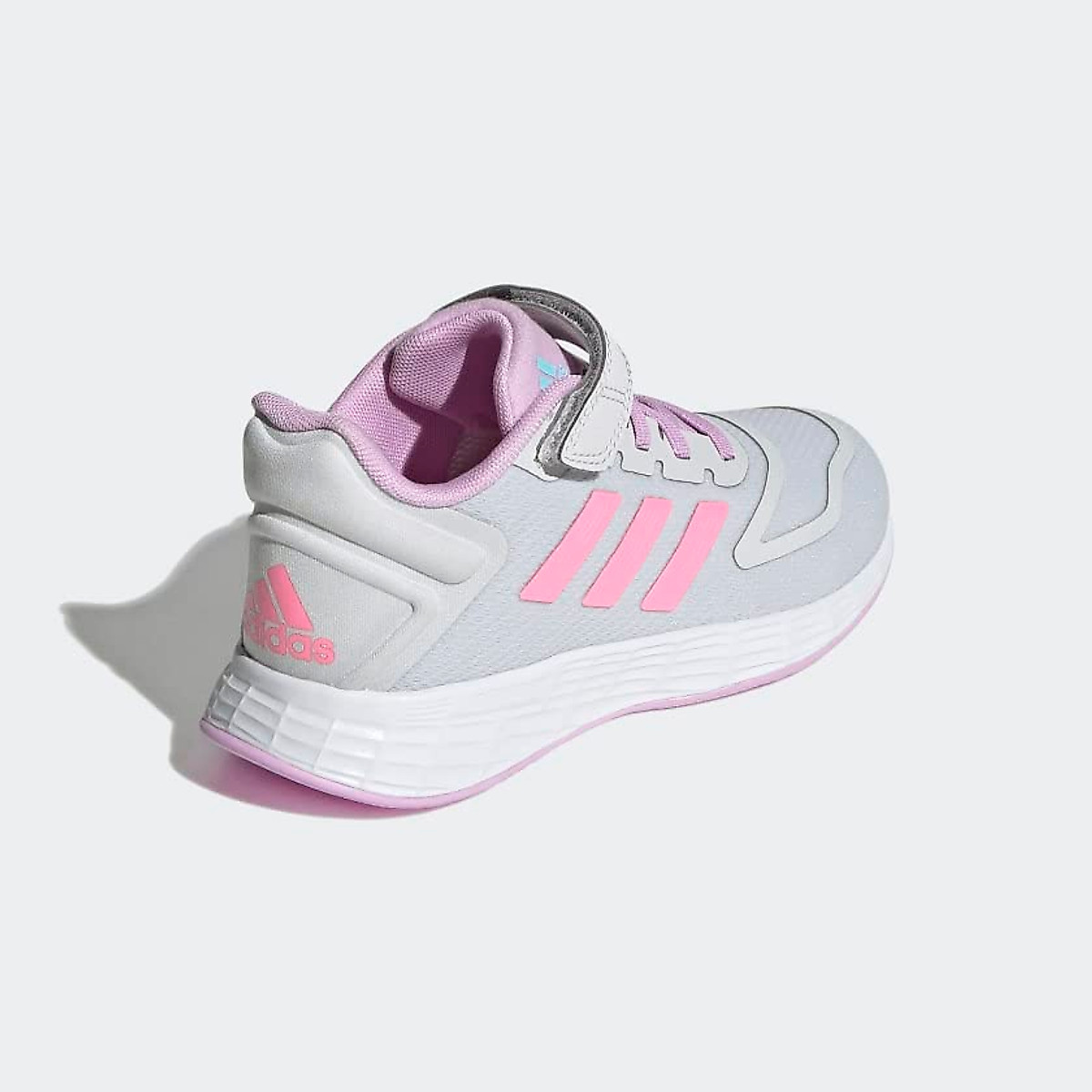 adidas Duramo 10 Running Shoe, Dash Grey/Beam Pink/Bliss Lilac (Cross Strap), 2 US Unisex Little Kid