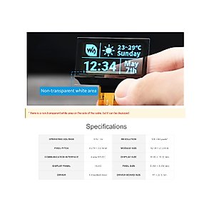 waveshare for Raspberry Pi/Arduino/STM32, 1.51" Transparent OLED Screen with Expansion Board, 128x64 Pixels Light Blue Color Display,3.3V / 5V Voltage Embedded Chip, SPI/I2C Interfaces